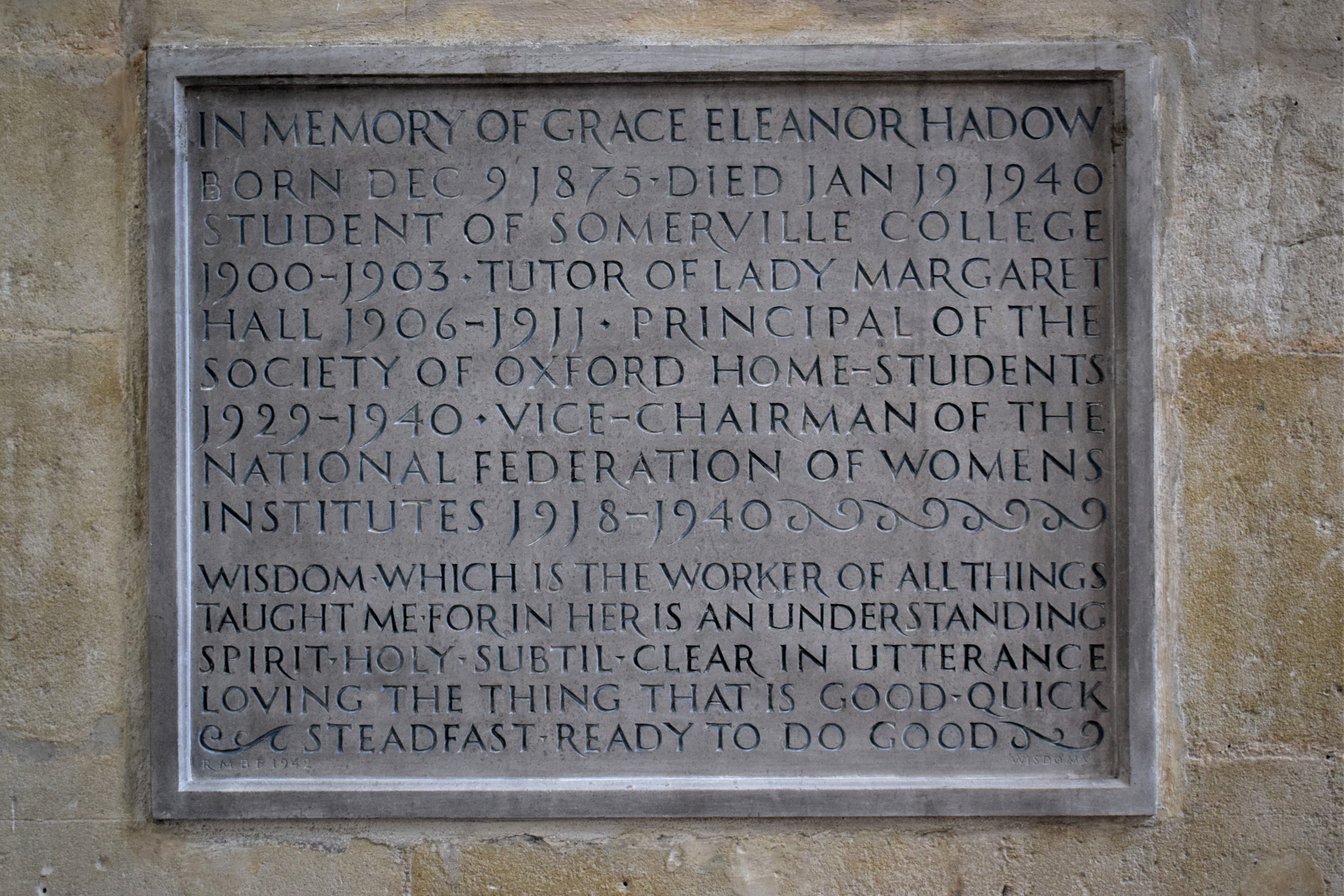 Grace Hadow | University Church of St Mary the Virgin